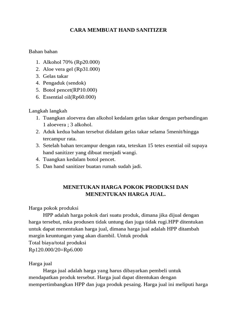 CARA MEMBUAT HAND SANITIZER | PDF