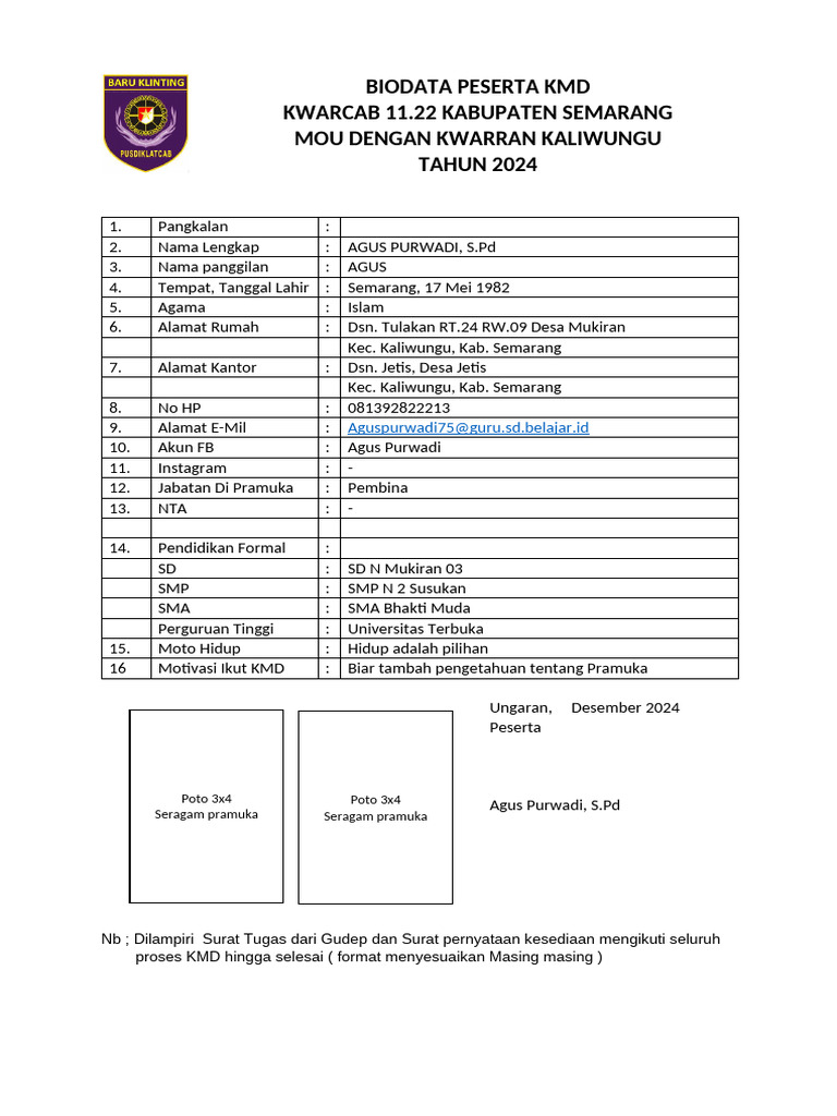 2. BIODATA PESERTA KMD | PDF