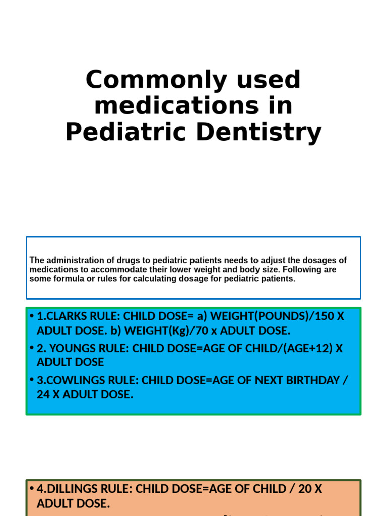 Commonly Used Medications in Pediatric Dentistry | PDF | Analgesic ...