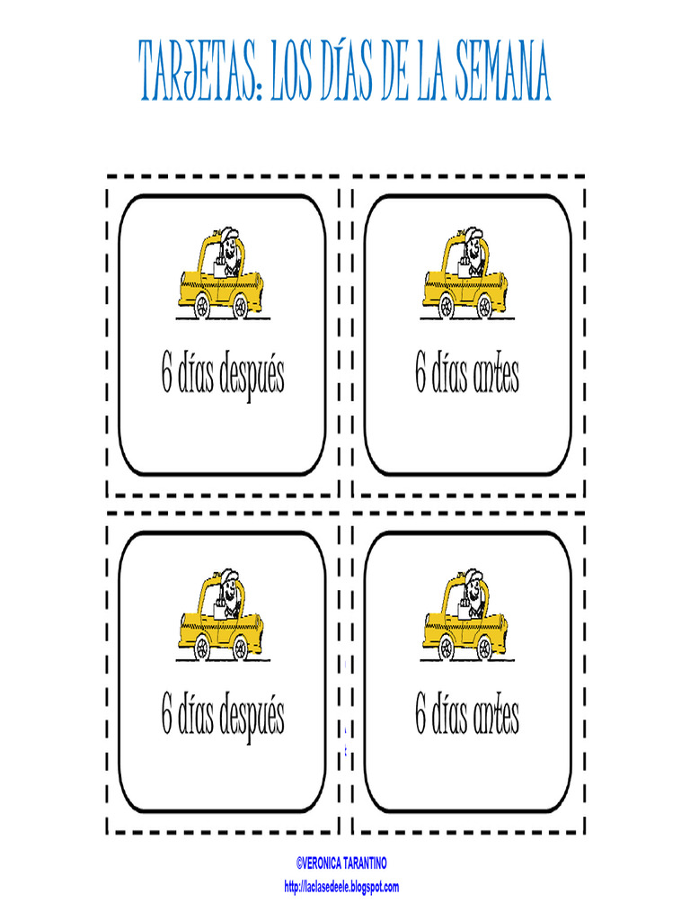 Tarjetas Juego Dias de La Semana | PDF