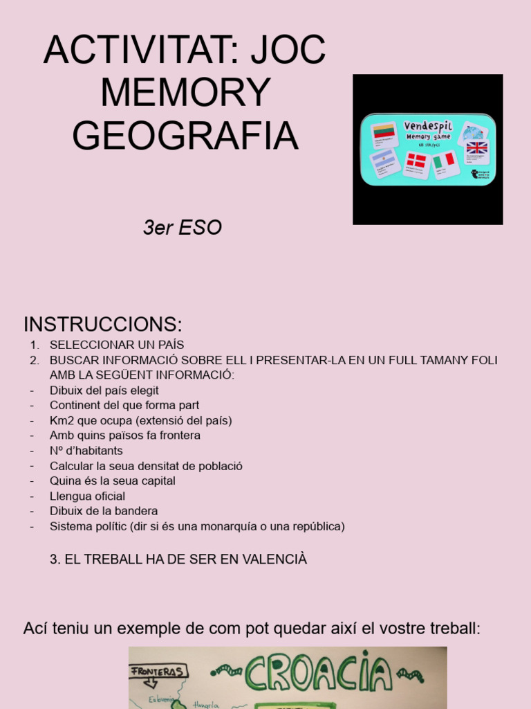 Activitat Joc Memory Geografia | PDF