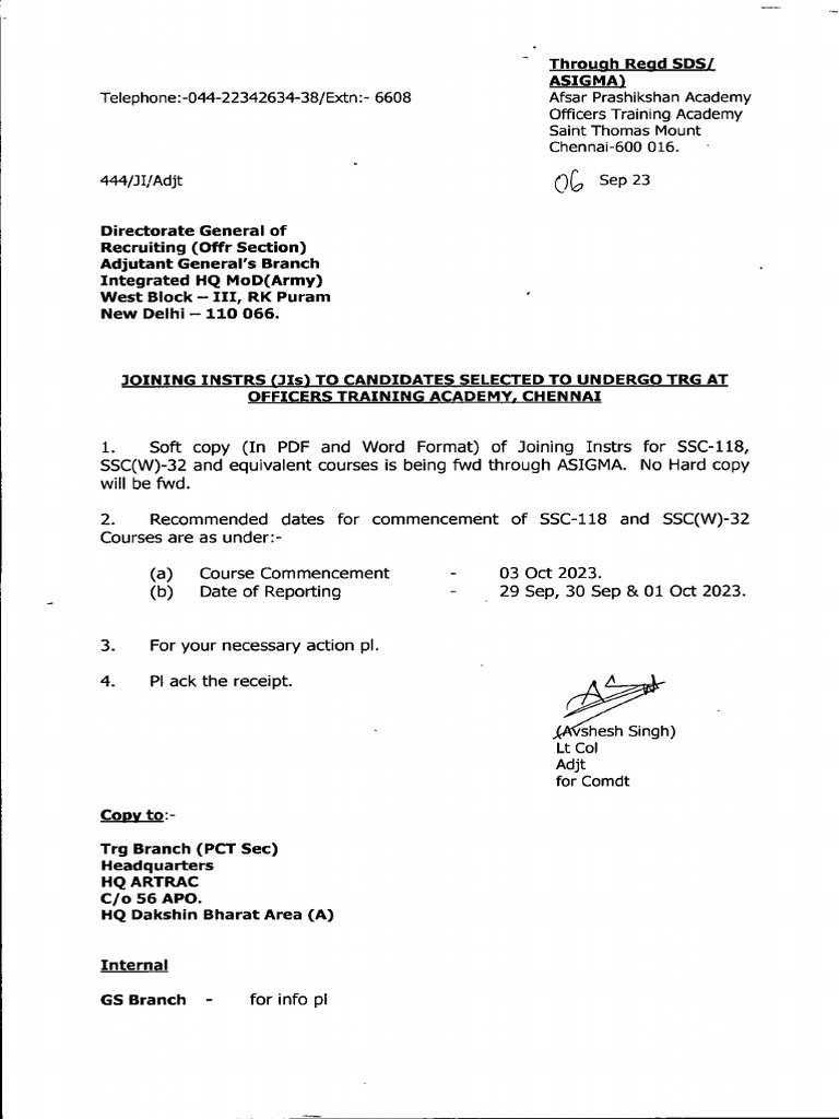 Joining Instruction SSC (NT) 118 Course | PDF