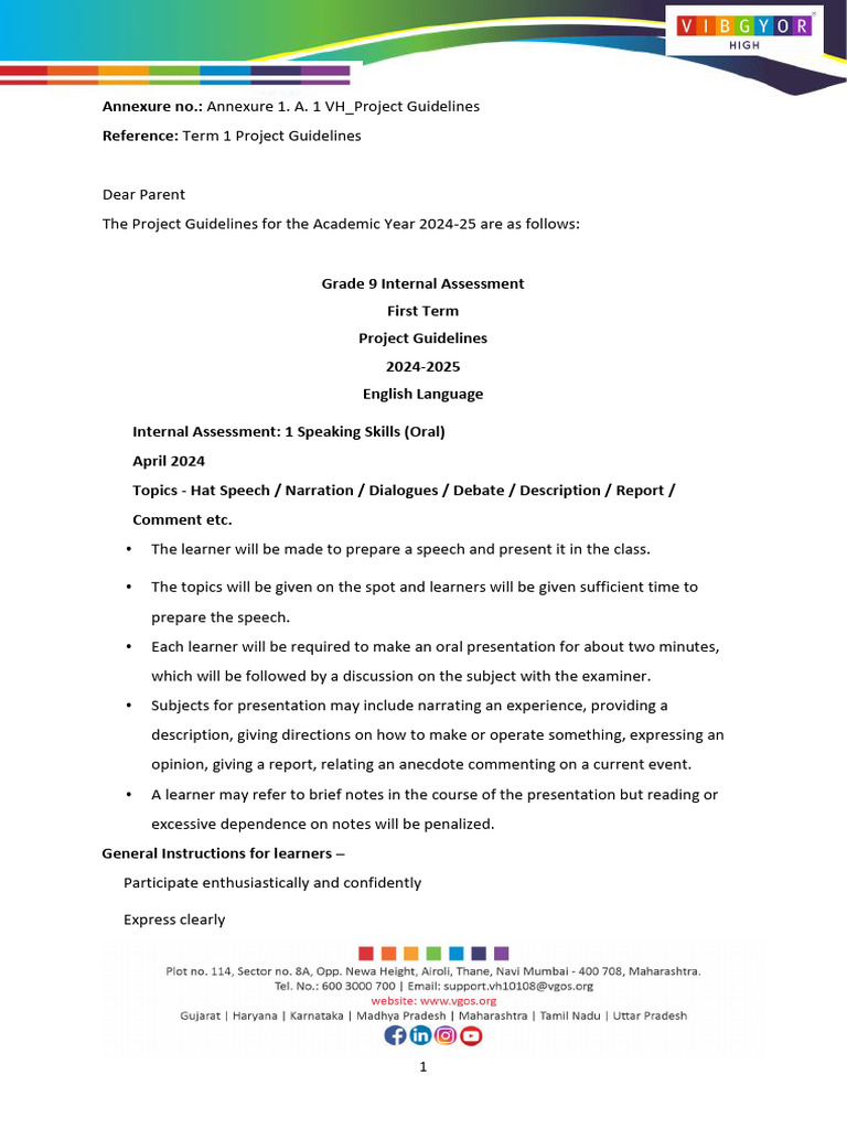 Annexure 1. A. 1 VH - Project Guidelines | PDF | Paintings | Microsoft ...