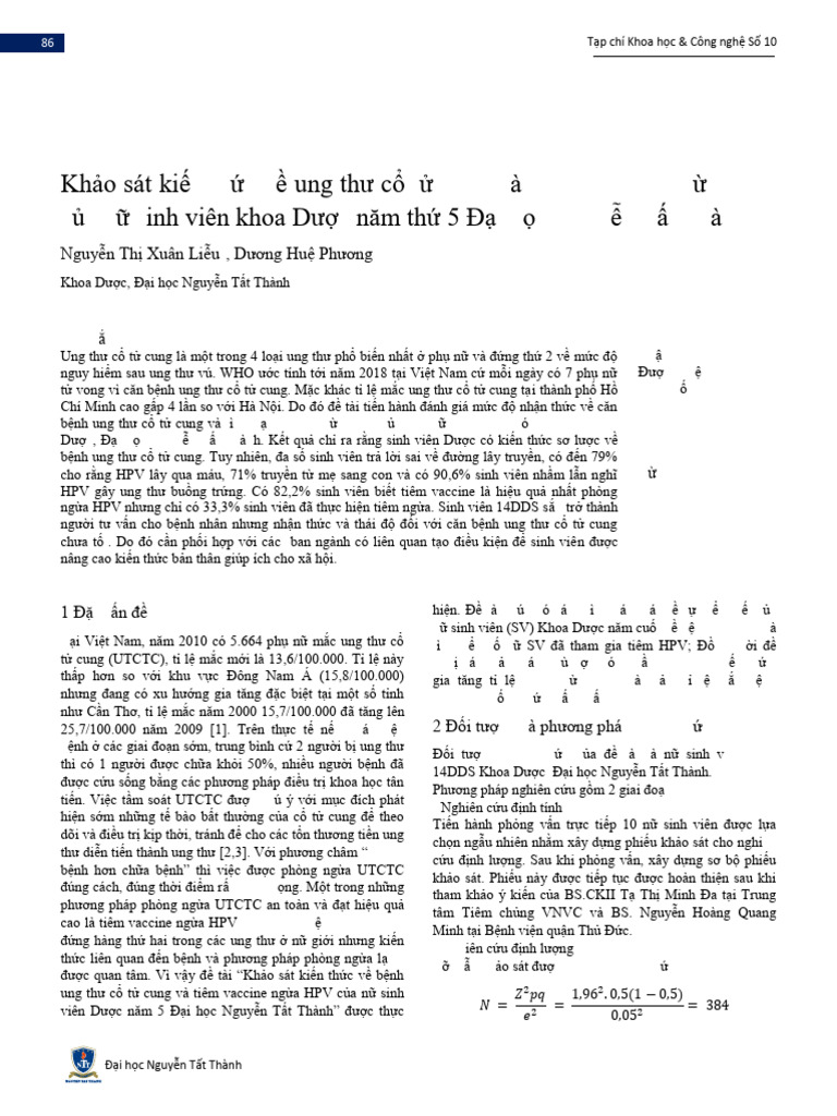 16 Khao Sat Kien Thuc Ve Ung Thu Co Tu Cung | PDF