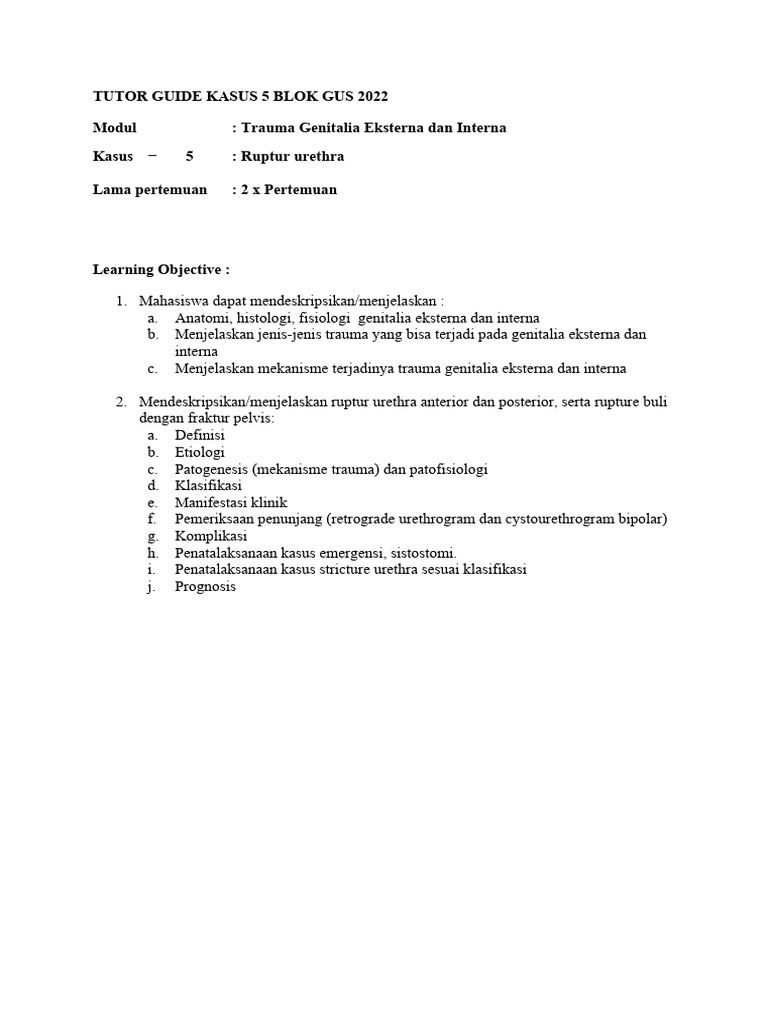 Tutor Guide Kasus 5 Blok GUS 2023 | PDF