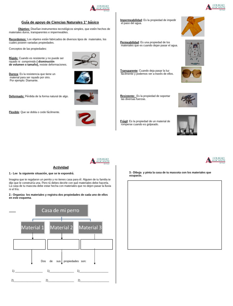 guia de propiedades de los objetos, cs. nat. 1° | PDF | Materiales ...