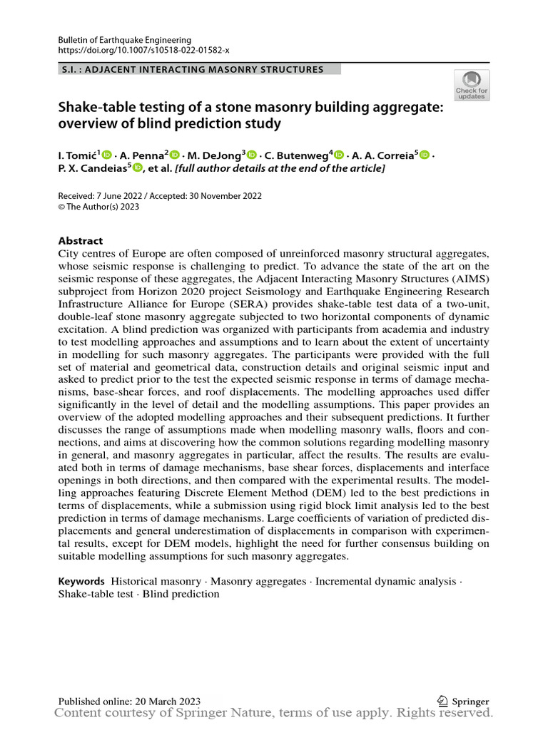 Shake-table_testing_of_a_stone_masonry_building_ag | PDF | Earthquake ...