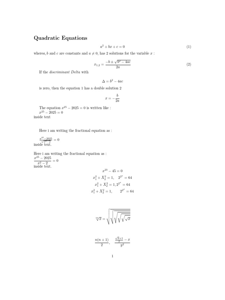 Understanding Quadratic Equations | PDF