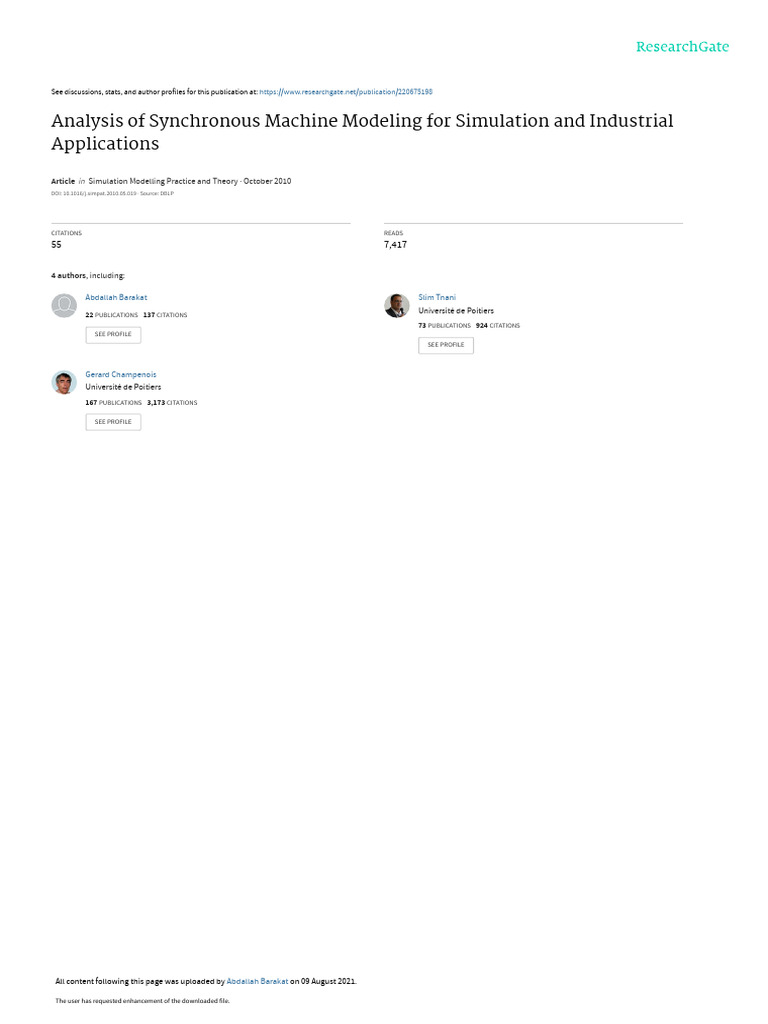 Analysis of Synchronous Machine Modeling For Simulation and Industrial Applications | PDF ...
