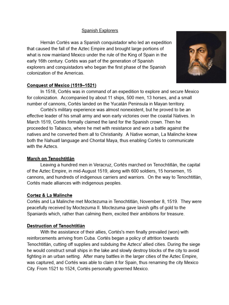 Cortes Note Packet | PDF | Hernán Cortés | Colonial Mexico