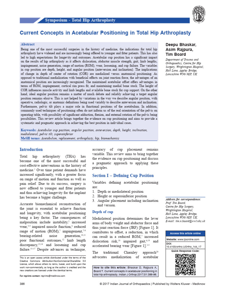 Acetabular Positionning | PDF | Hip | Pelvis