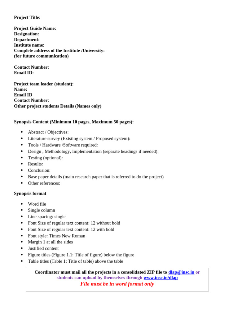 Synopsis Format | PDF