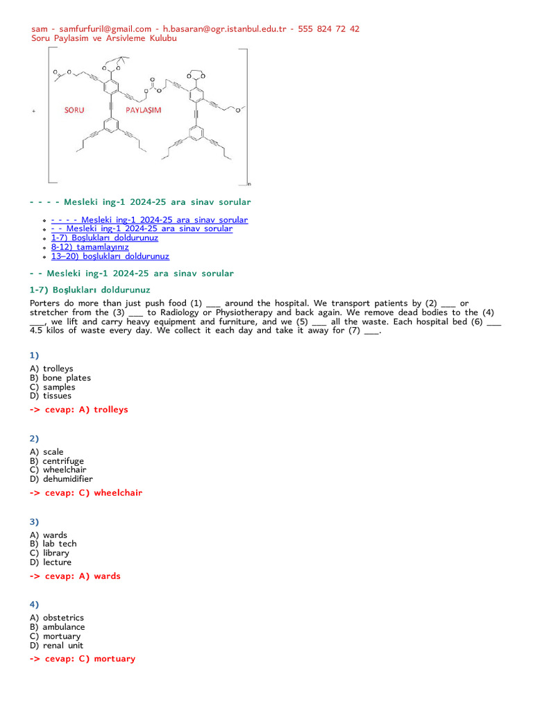 Mesleki Ing-1 2024-25 Ara Sinav Sorular Paylasim 2 | PDF