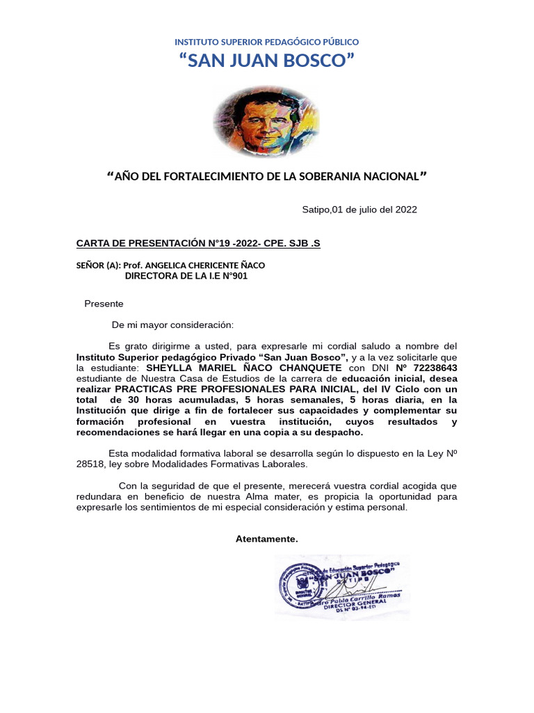 Carta de Presentacion. Shey | PDF