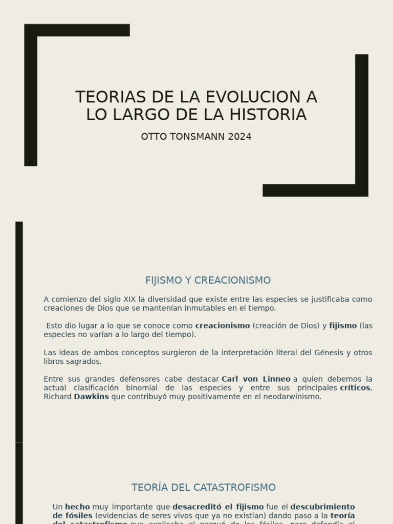 Teorías de la Evolución a lo Largo de la Historia | PDF | Evolución | Homo