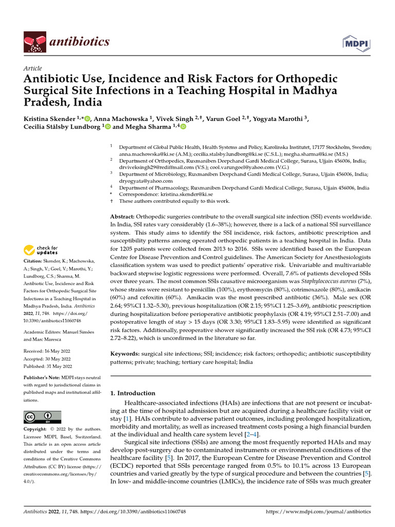antibiotics-11-00748-v2 | PDF | Surgery | Staphylococcus Aureus