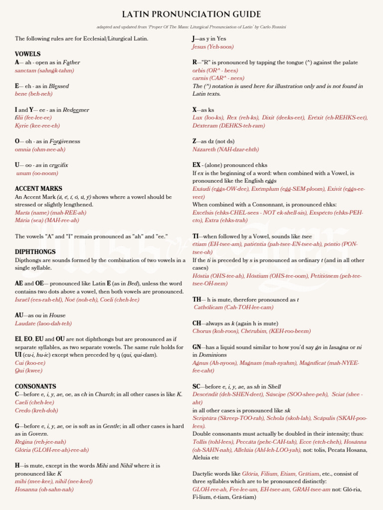 Liturgical Latin Pronunciation Guide | PDF | Language Families | Human ...