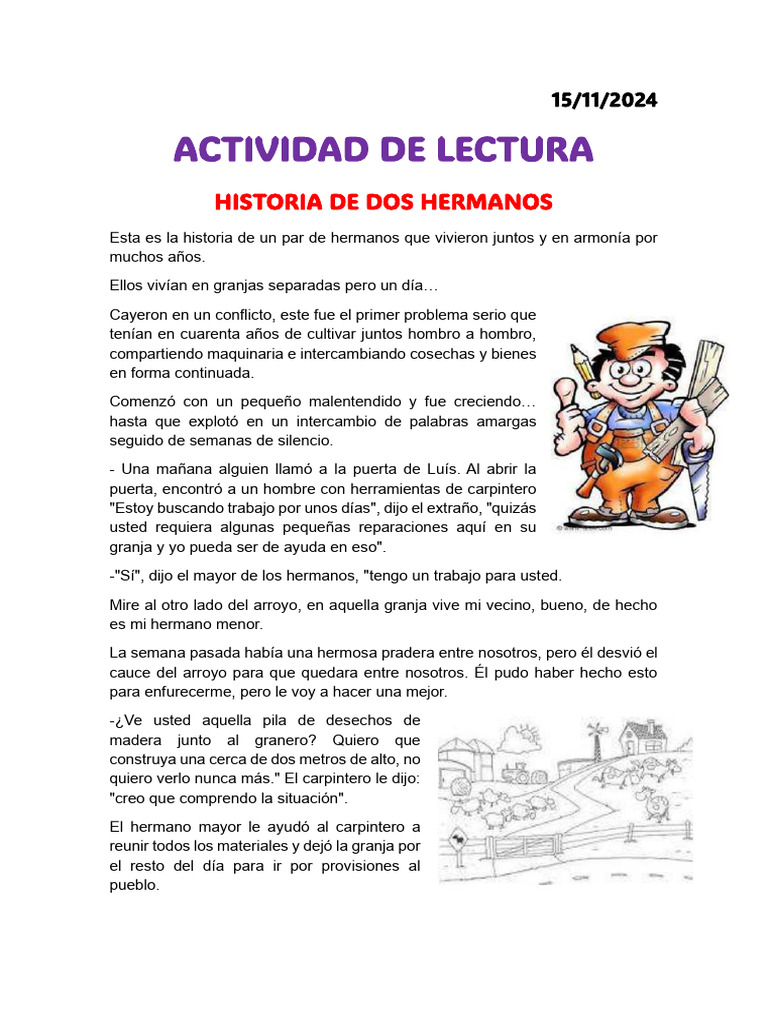 ACTIVIDAD DE LECTURA - 15.11.24 | PDF