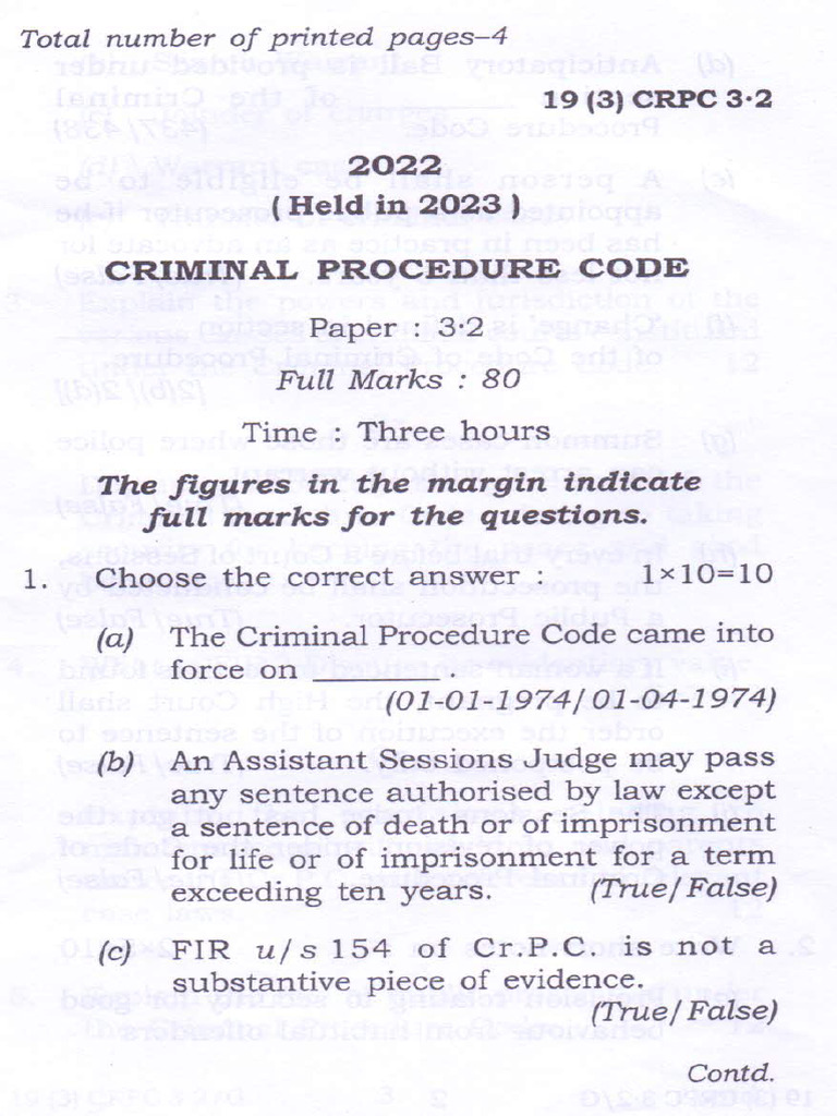 3yr LLB22 3rd Sem CRPC | PDF