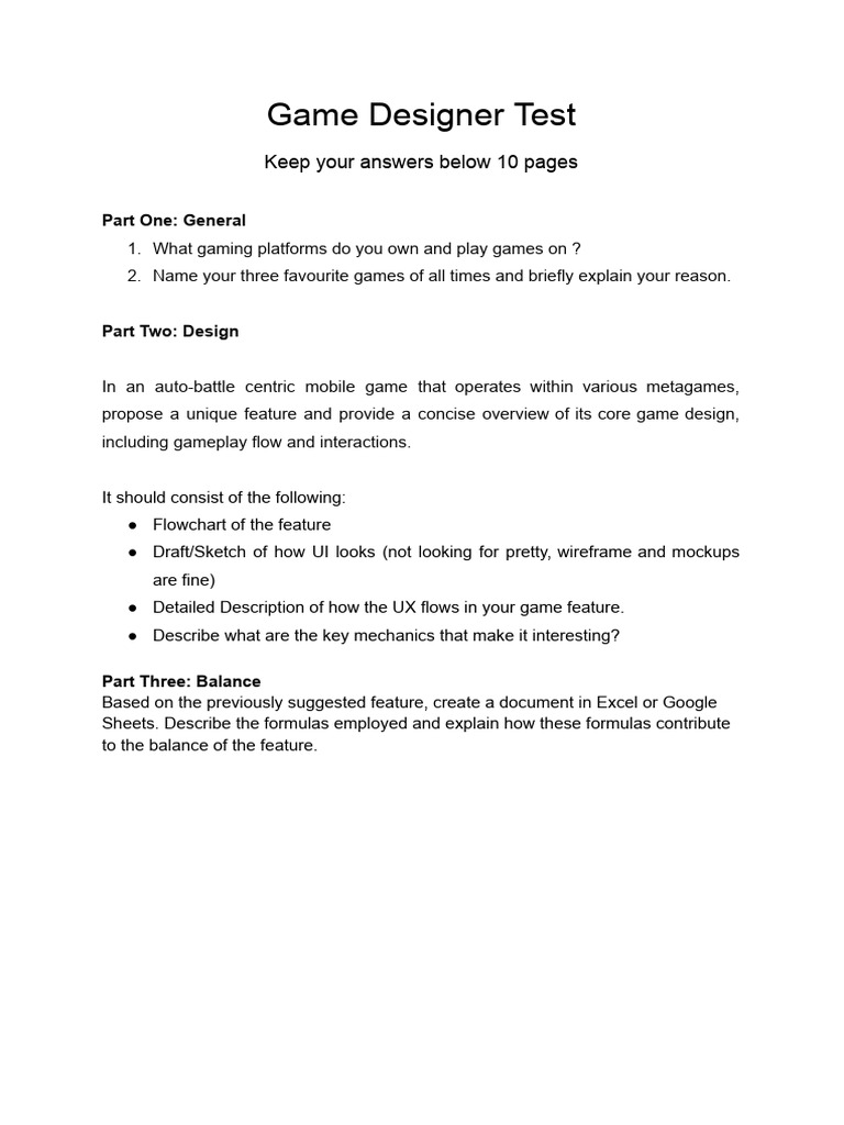 Design Test (Little Prince Game Studio) | PDF Design Test (Little Prince Game Studio) | PDF