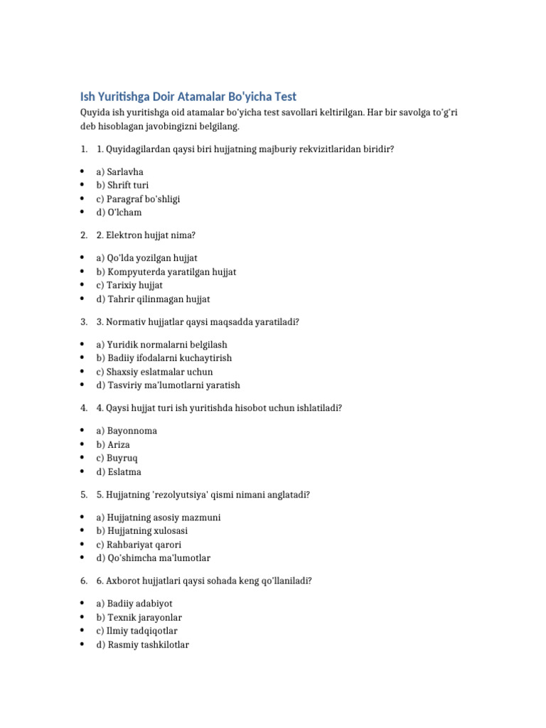 Ish Yuritish Test | PDF