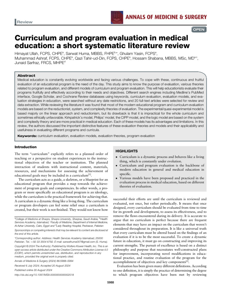 Curriculum and Program Evaluation in Medical.43 | PDF | Curriculum ...