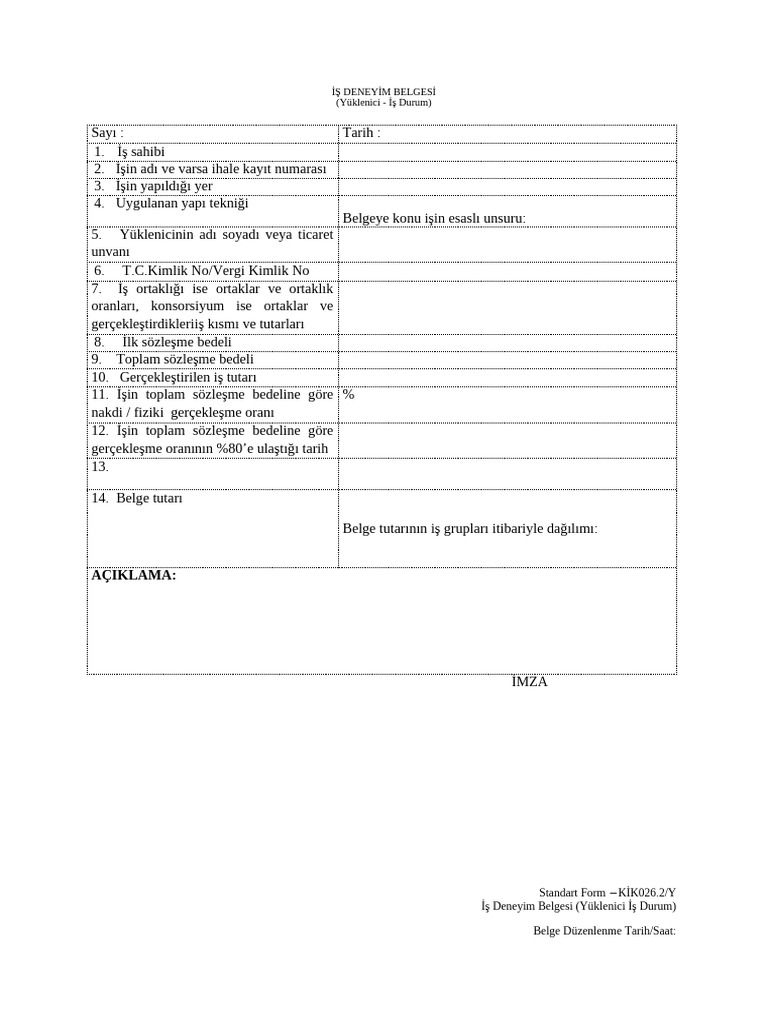 2024 1595920 Is Deneyim Belgesi Yuk Is Durum KIK026 2 Y Isd v2 | PDF
