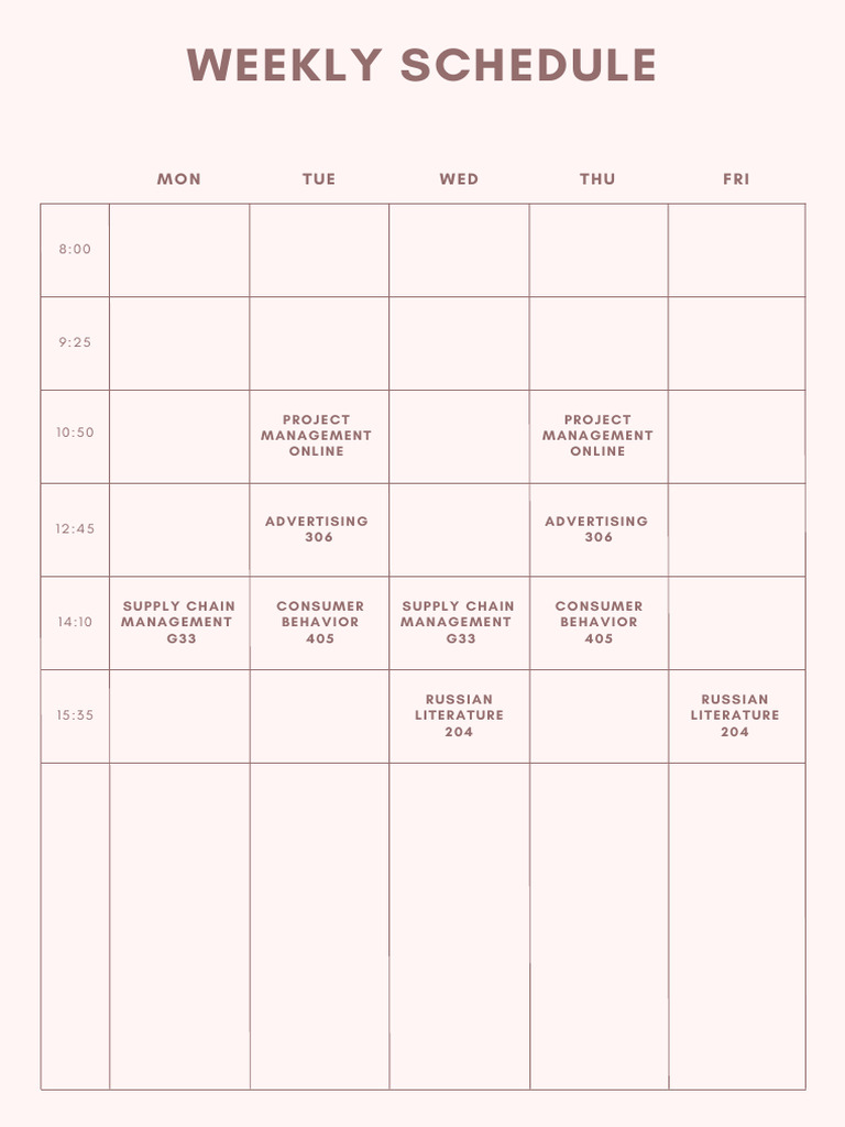 Minimal Weekly Schedule Planner | PDF