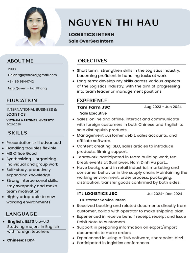 Cv Nguyen Thi Hau | PDF | Business