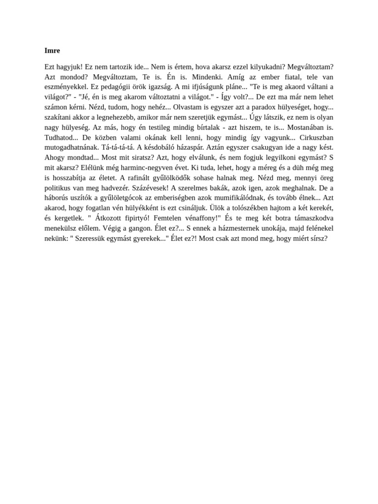 Imre Monolog | PDF