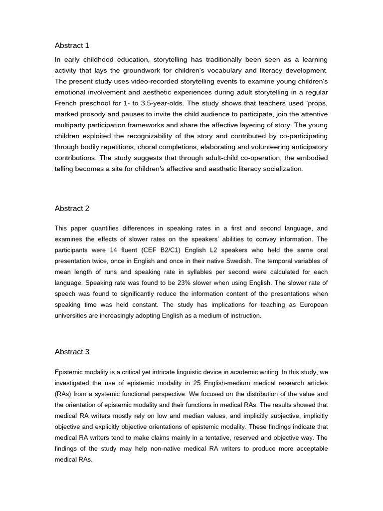 PRACTICE - Analysis of The Functional Elements of RA Abstracts | PDF ...
