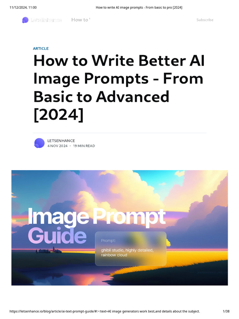 Mastering AI Image Prompts Guide | PDF | Artificial Intelligence ...