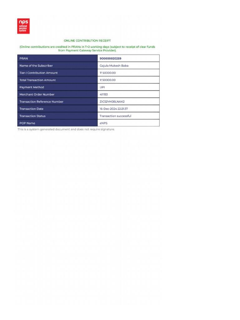 Nps Payment | PDF