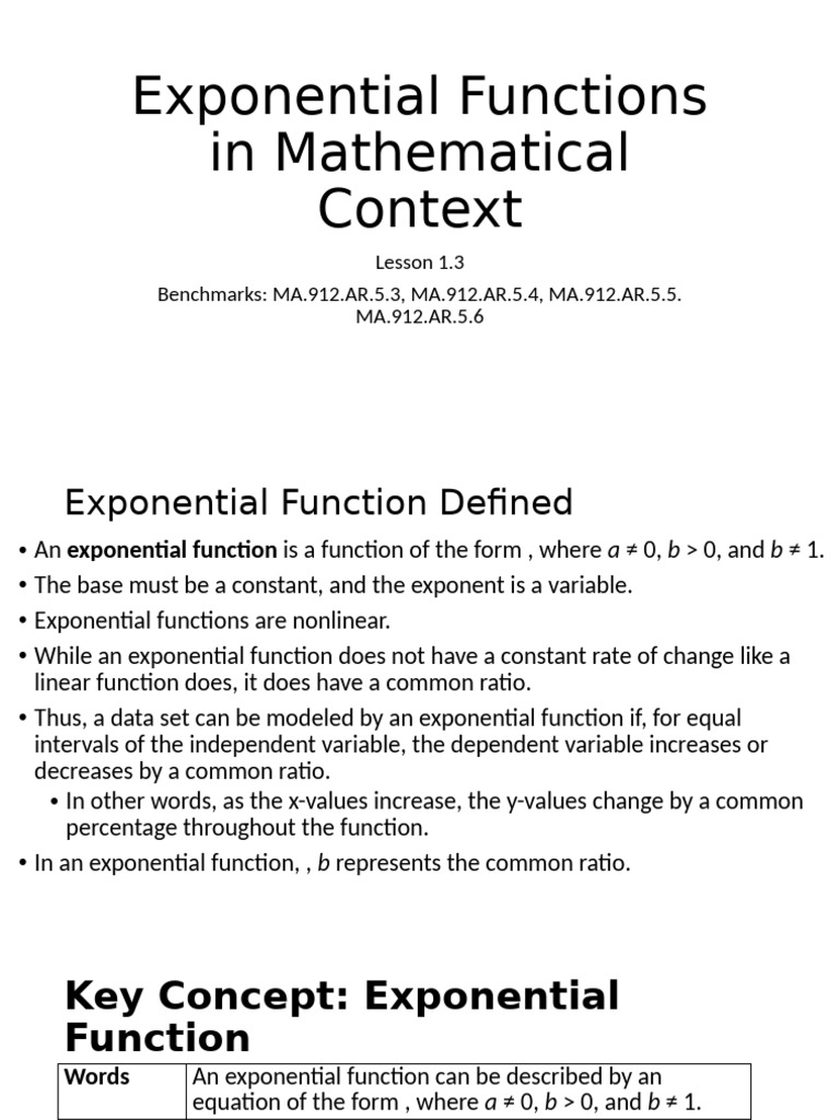 1.3+Exponential+Functions+in+Mathematical+Context | PDF | Exponential Function | Function ...