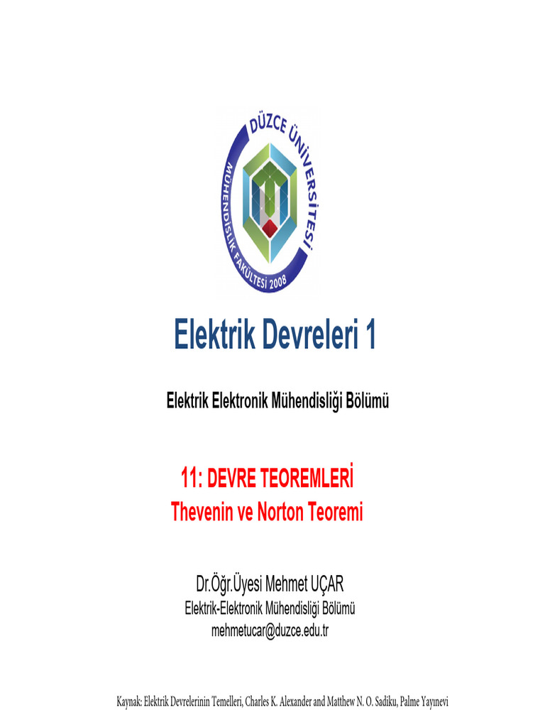 11-Elektrik Devreleri I-Devre Teoremleri-4 | PDF