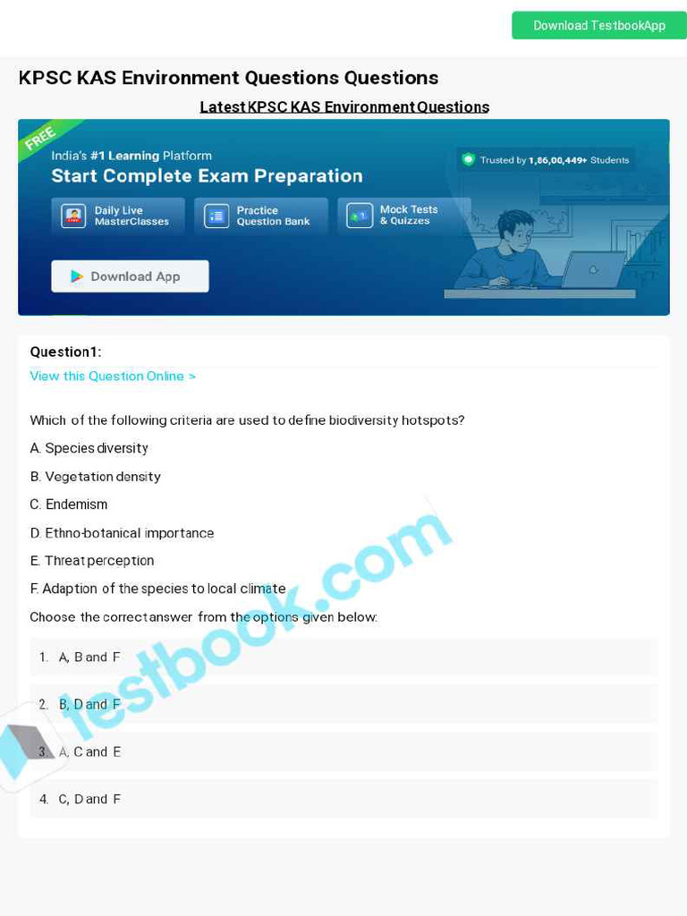 KPSC Kas Environment Questions 65eac11b5c18d5e93bdf1c18 | PDF