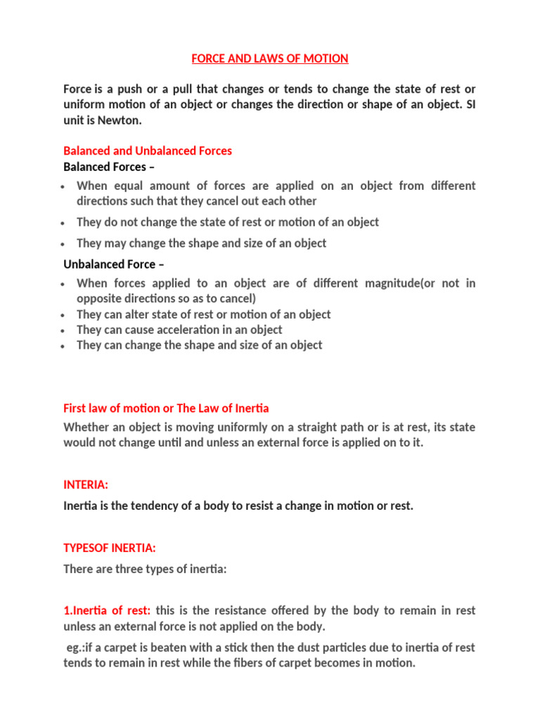 FORCE-NOTES | PDF | Force | Momentum