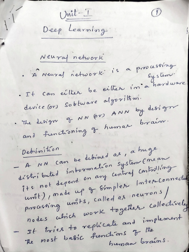 Unit 1 Deep Learning | PDF