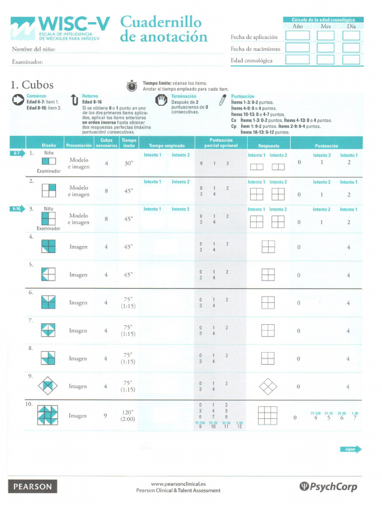 Cuadernillo WISC V | PDF