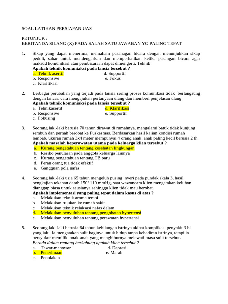 Soal Latihan Persiapan Uas | PDF
