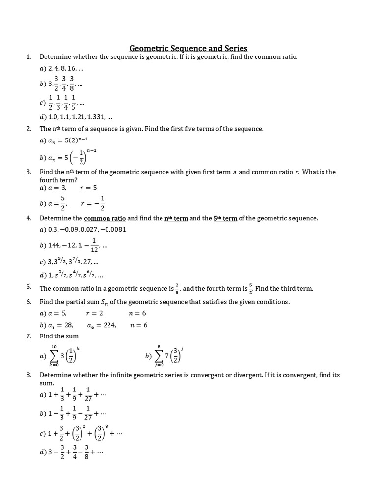 2.3. Geometric Sequence and Series - HW | PDF | Functions And Mappings ...