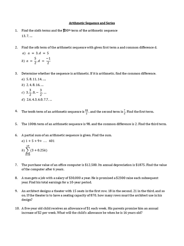 Arithmetic Sequences and Their Applications | PDF