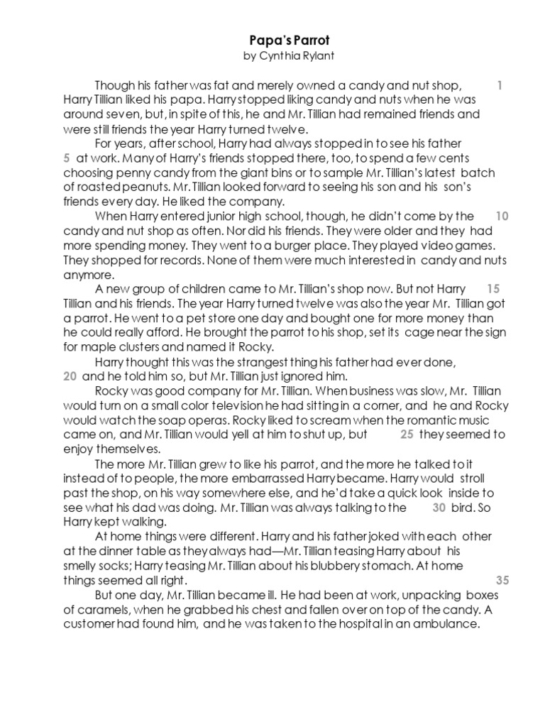 Papa's Parrot (By Cynthia Rylant) | PDF