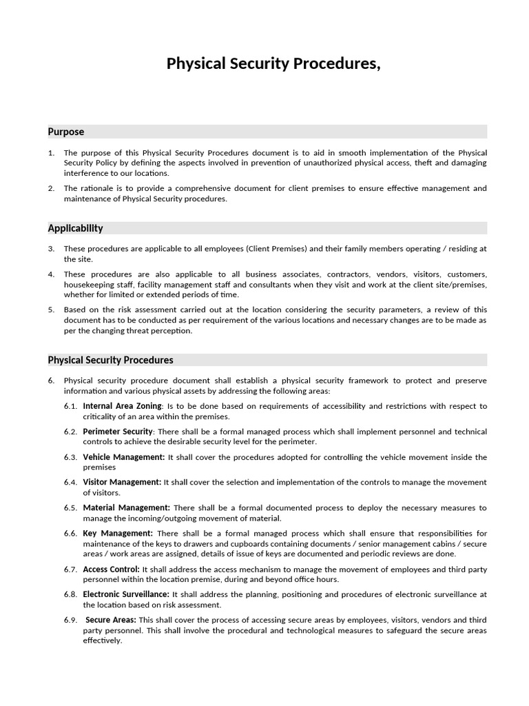 Physical Security Procedures | PDF | Physical Security | Identity Document