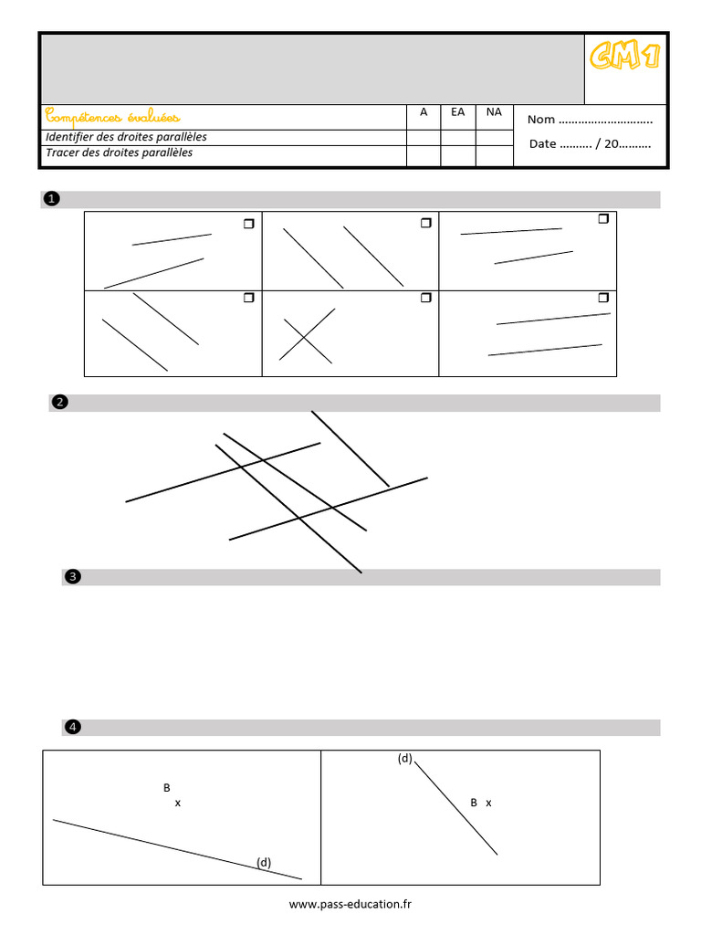 Evaluation-Bilan-Identifier-et-tracer-des-droites-parallèles-CM1-1 | PDF