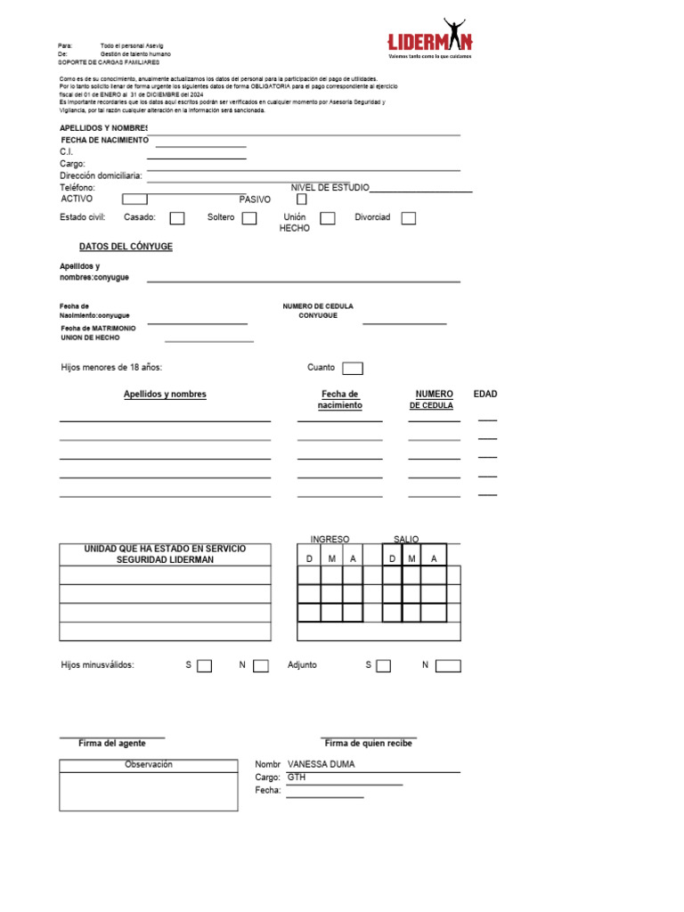 Formato Entrega Documento Uti 2024 | PDF