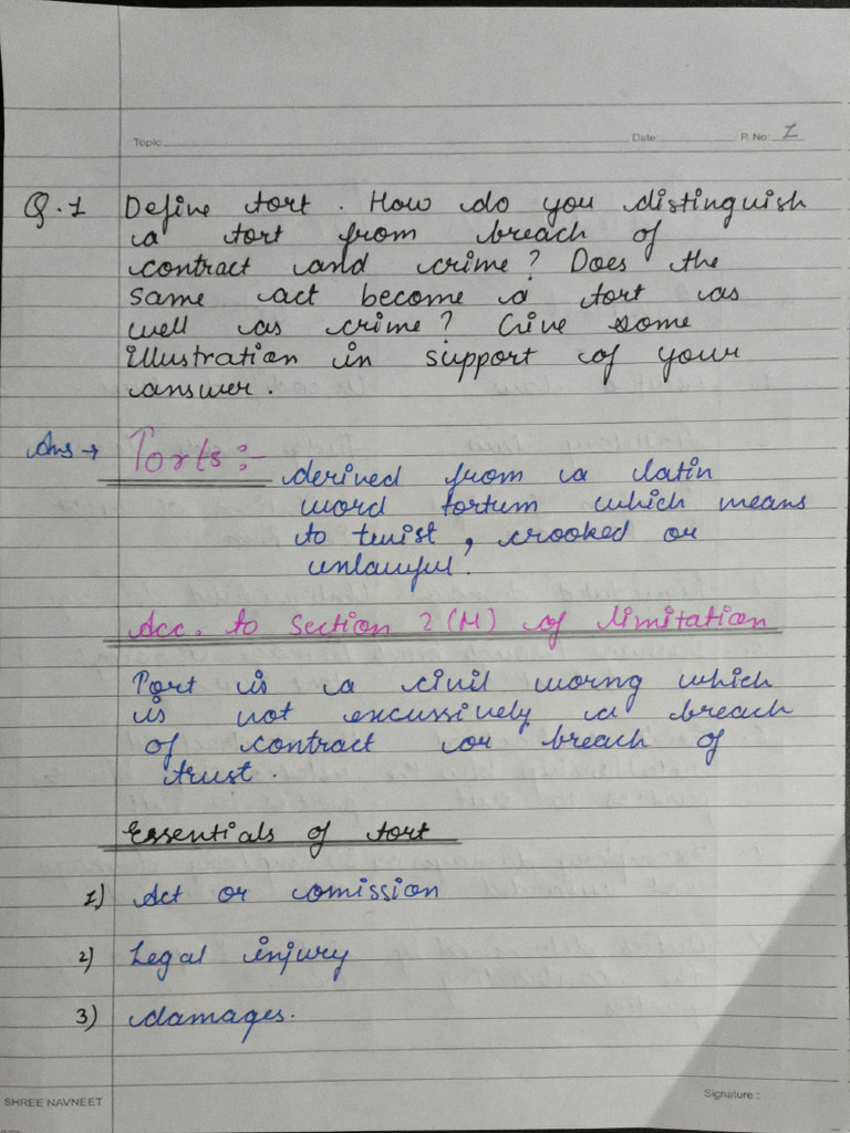 Torts Assignment | PDF