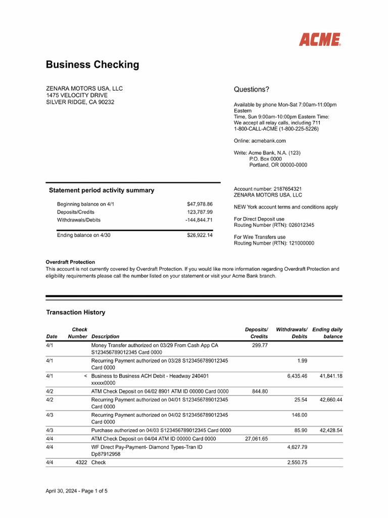 Multimodal Bank Statement Scan | PDF