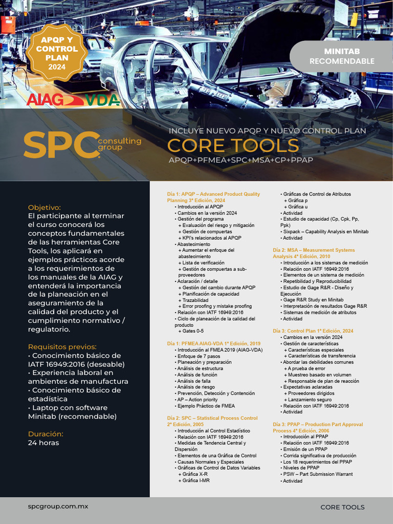 Curso de Herramientas Core Tools ISO 9001 | PDF | Planificación