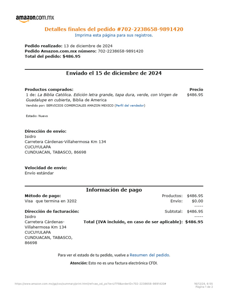 Amazon.com.mx - Pedido 702-2238658-9891420 | PDF